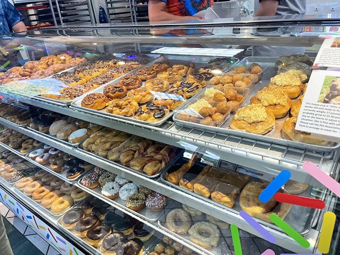 Decision paralysis has never been so delicious. The display case at Donut Haus offers a dazzling array of options that makes choosing just one impossible.
