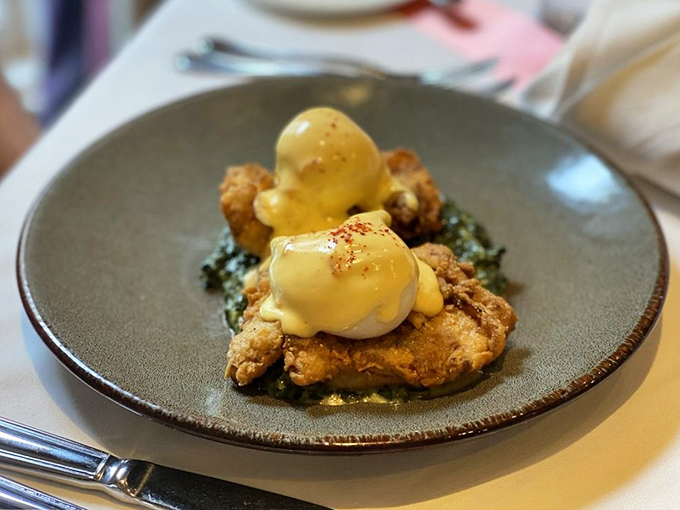 Eggs Benedict at Brennan's&mdash;where hollandaise sauce cascades over perfectly poached eggs like a buttery waterfall that makes your cardiologist weep.