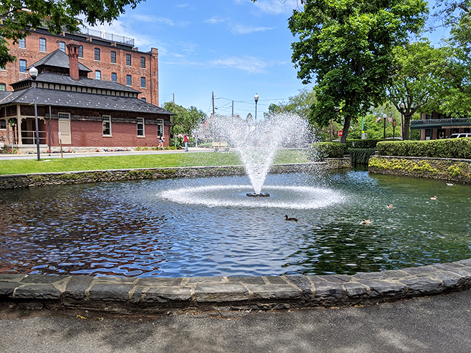 The fountain at Lititz Springs Park creates a peaceful oasis in the heart of town. Even the ducks look like they're on vacation.