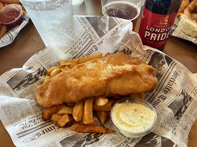 That perfect moment when golden batter meets flaky white fish. Add a splash of Fuller's London Pride, and you're practically in Piccadilly Circus.