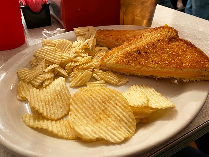 Some places serve grilled cheese as an afterthought. At Andy's, it's the headliner&mdash;crispy, buttery, and paired with potato chips that snap with each bite.