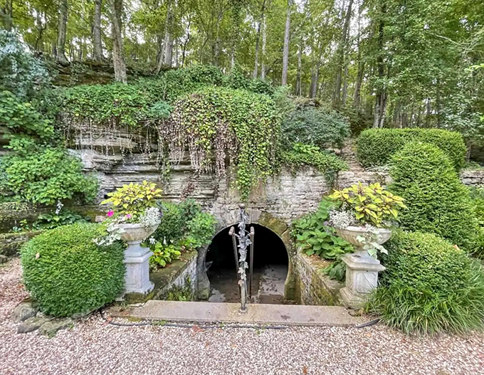 Mother Nature's original spa entrance. The springs that gave this town its name still peek out from beneath lush greenery and limestone.