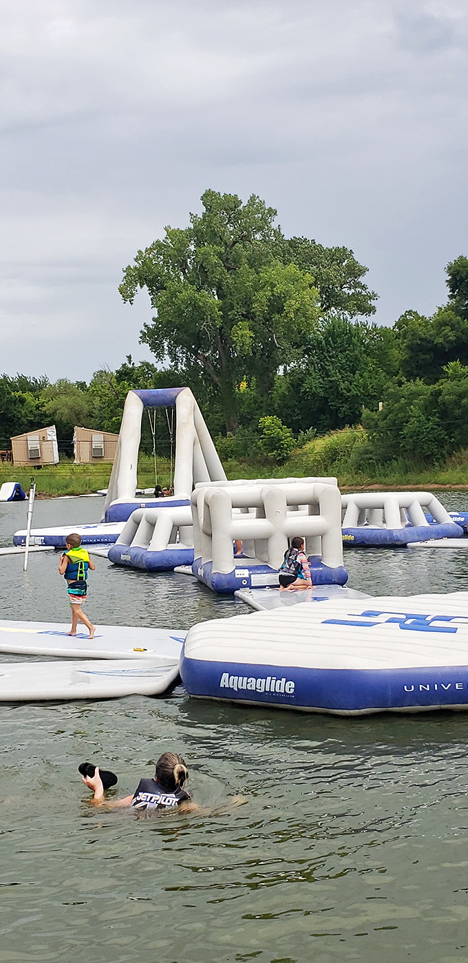 Childhood dreams realized in adult-sized proportions. These inflatable obstacles transform ordinary people into contestants on their own aquatic game show.