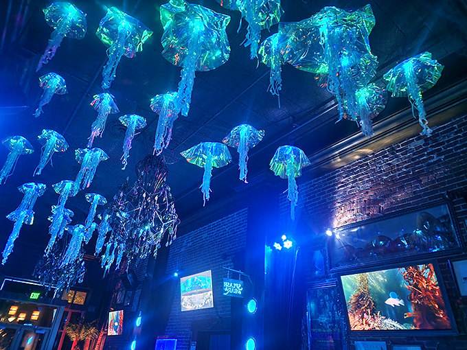 These illuminated jellyfish installations aren't just decor&mdash;they're conversation starters hanging from the ceiling. "So, come here often?" has never been more unnecessary.
