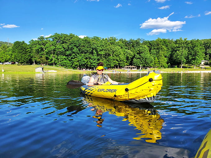 The yellow kayak: Maryland's version of a New York taxi, except the only traffic is an occasional curious fish.