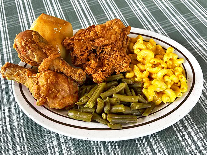 Golden fried chicken that crackles with each bite, alongside mac and cheese that's achieved celebrity status in the comfort food hall of fame.