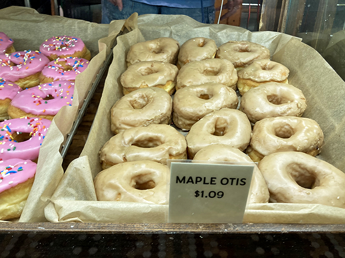 The Maple Otis donuts glisten with possibility. That perfect glaze catches the light like nature intended maple to shine.