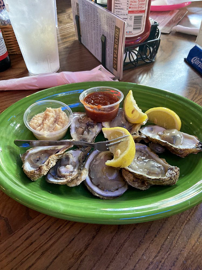 These oysters aren't just seafood; they're a briny love letter from the Atlantic, served with lemon wedges and a side of island memories.