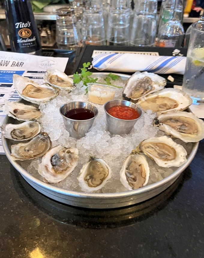 A dozen beauties on ice with cocktail sauce and mignonette&mdash;this is what seafood dreams are made of, folks.