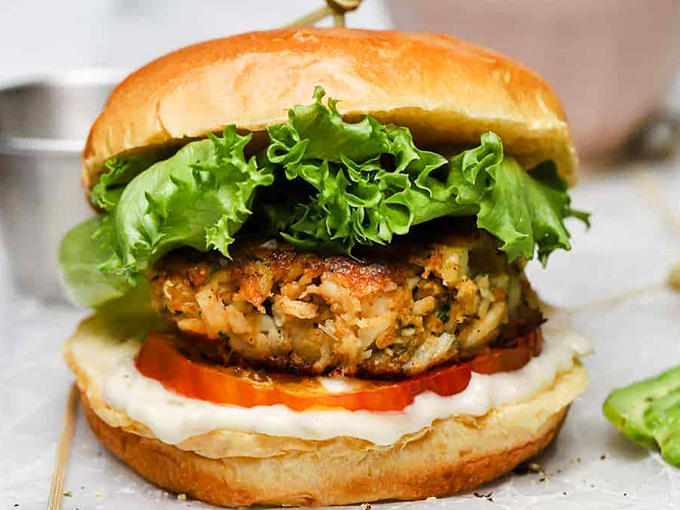 Another angle of perfection&mdash;notice how that brioche bun seems to embrace the crab cake with the tenderness of a first dance.