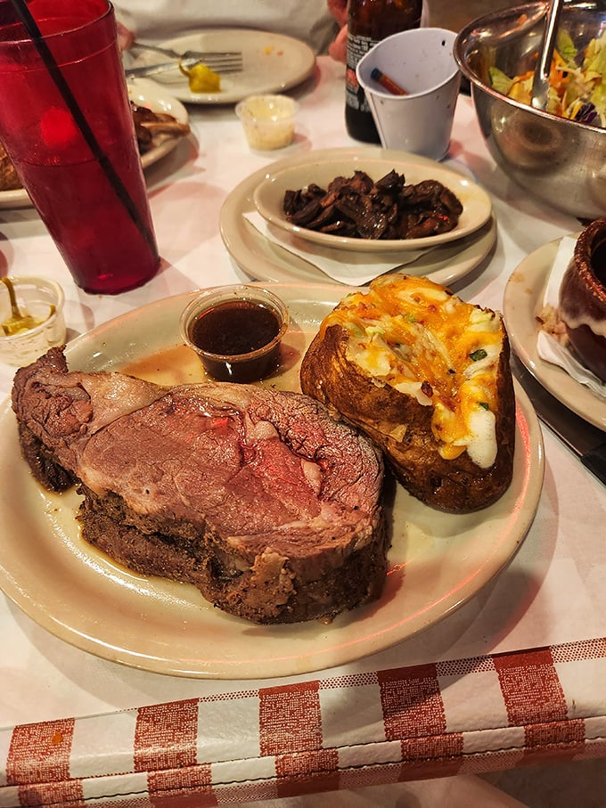 Some relationships are meant to be: perfectly seared steak alongside a loaded baked potato that's practically bursting at the seams with cheesy goodness.