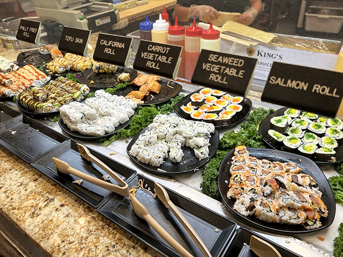 The sushi station isn't merely offering rolls &ndash; it's a United Nations of seafood diplomacy where California meets Japan in delicious harmony.