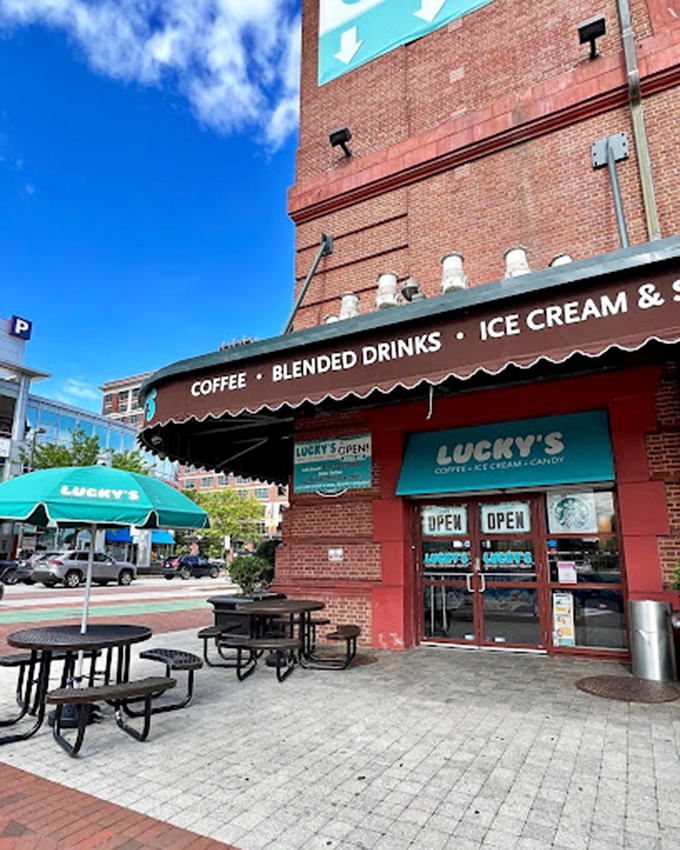 The cheerful exterior seating area invites you to enjoy your treats while people-watching—Baltimore's second most popular sport after Orioles baseball.