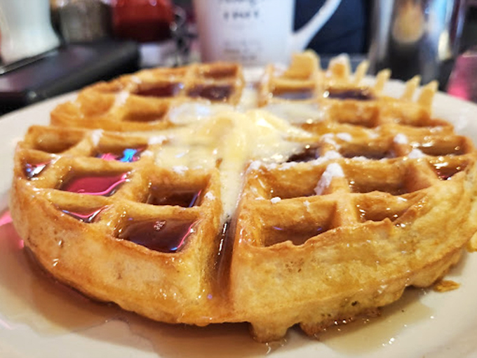 Belgian waffles with perfect grid formations that engineers would appreciate &ndash; nature's most efficient syrup-delivery system on a plate.