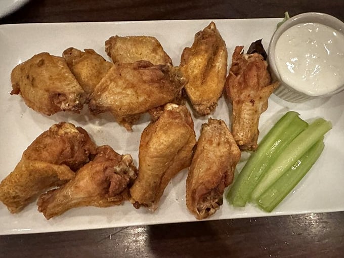 Wings that make you question your loyalty to Buffalo. The side of celery sticks is just there to make you feel virtuous.