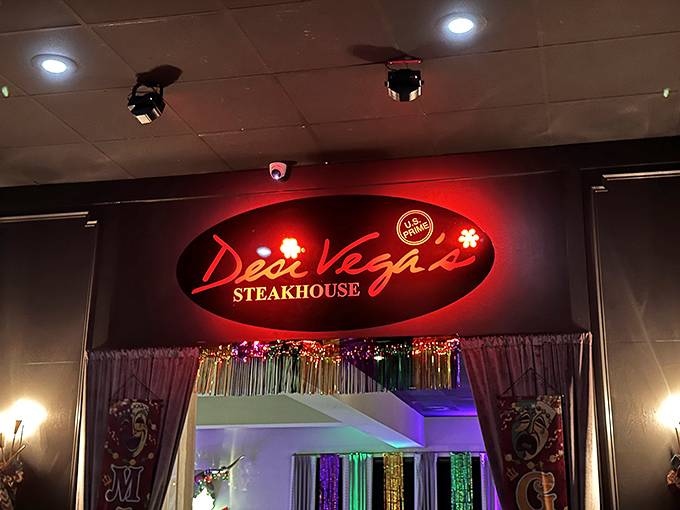 Red neon and crystal chandeliers? Desi Vega's brings Vegas-worthy glam to your Louisiana steak experience.