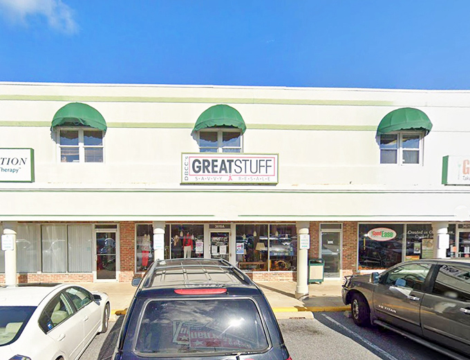 Great Stuff indeed&mdash;where upscale meets downpriced. The green awnings signal you've arrived at thrifting's sophisticated cousin who studied abroad.