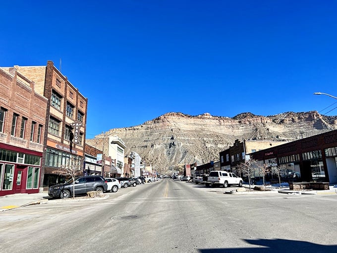 Helper's historic main street &ndash; where brick buildings stand shoulder to shoulder like old miners swapping tales of glory days.