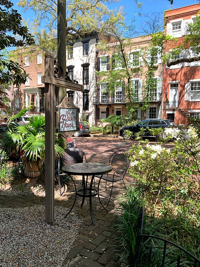 Mrs. Wilkes' courtyard entrance feels like the gateway to a Southern food fantasy &ndash; Narnia, but with better biscuits and no talking lions.