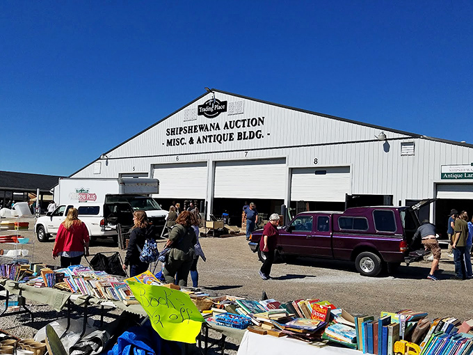 Shipshewana - a bustling metropolis of merchandise where deals are made and collections completed.
