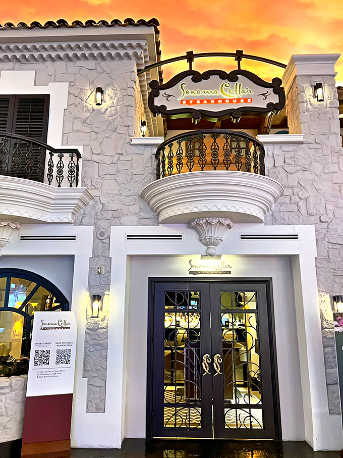 Sonoma Cellar's Mediterranean-inspired exterior is like a movie set, but the steaks inside are the real stars of this show.