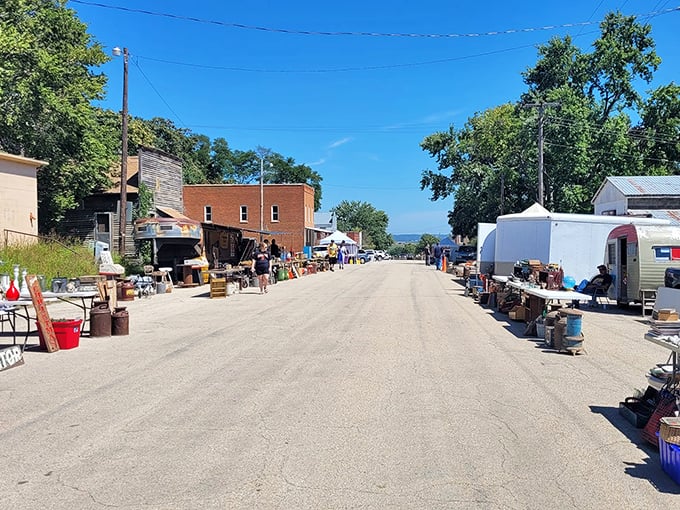 White Cloud's main street becomes an open-air treasure chest where vendors and shoppers create that perfect small-town symphony of commerce and conversation.