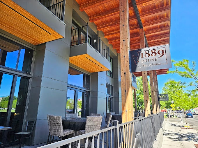 Modern timber meets sleek design at this contemporary steakhouse where outdoor dining beckons the beef lover.