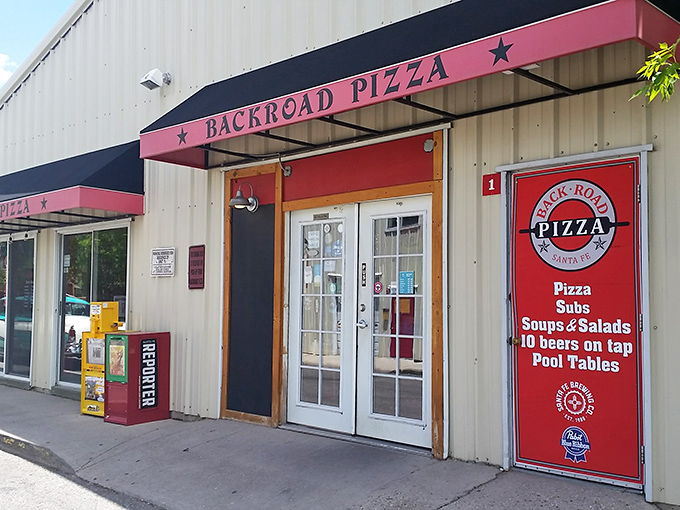 The straightforward entrance belies the complexity within &ndash; Back Road Pizza doesn't need flashy signs when their reputation does the talking.