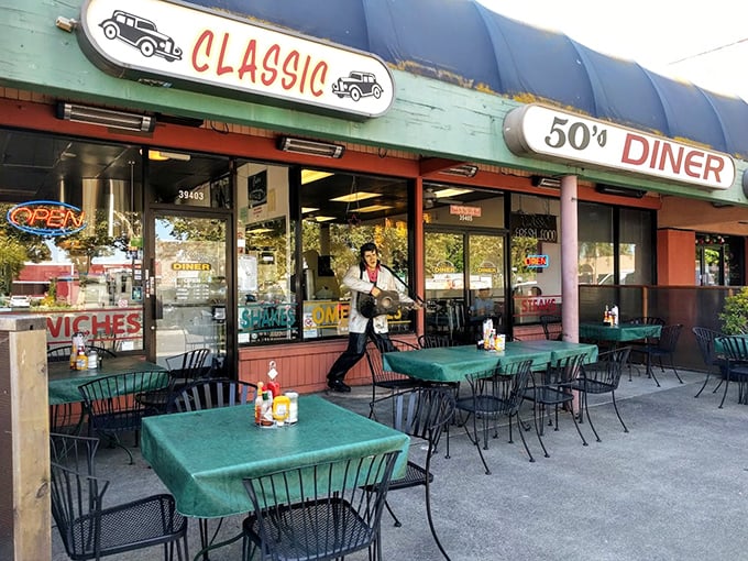 Step back in time at this Classic 50's Diner in Fremont! Grab a shake and enjoy the sunny California vibe on the patio. Have fun!