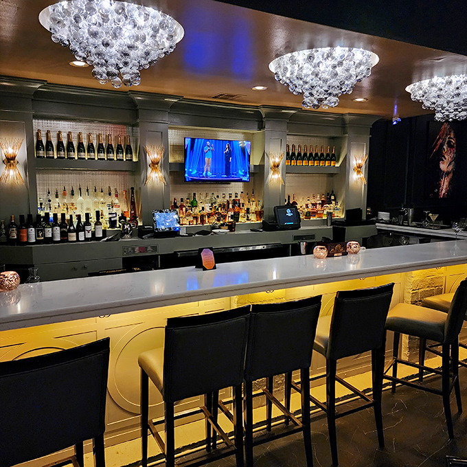 The bar alone deserves its own postcard. Desi Vega's elevates cocktail hour to an art form.