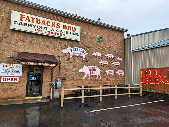The American flag flies proudly outside Fatback's, where patriotism and great barbecue go hand in sticky hand.