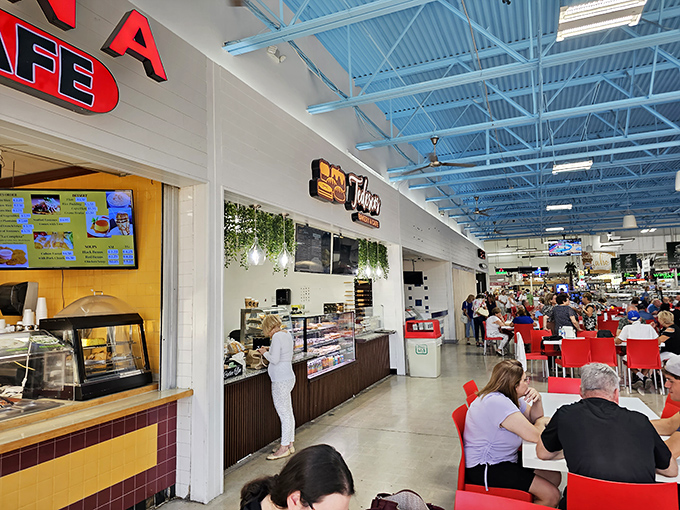 Food court oasis! After scoring deals throughout Festival Marketplace, refuel with a tasty treat before diving back into bargain hunting.