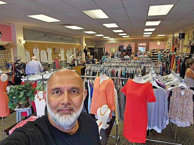 Inside this boutique thrift experience, designer labels mingle with vintage treasures. Like a cocktail party for clothes, but you're invited to take them home.