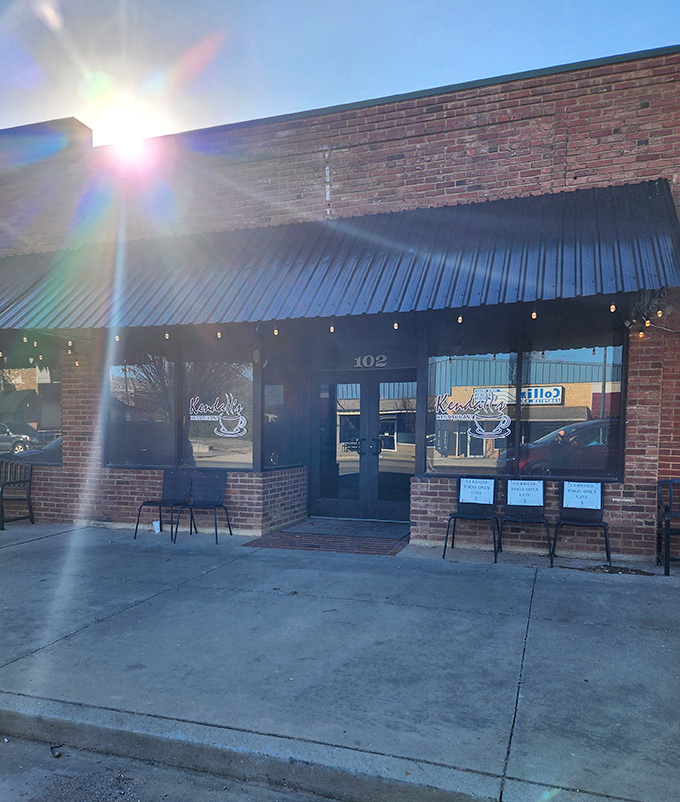 Coffee steaming in morning light. Kendall's simple storefront belies the chicken fried masterpieces waiting inside.