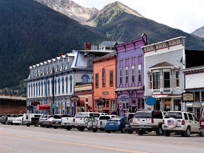 Main Street, Silverton&mdash;where the buildings come in every color of the rainbow and the mountains come in fifty shades of majestic.