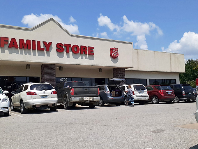 Red letters against white walls&mdash;a classic formula for thrift success that's stood the test of time.