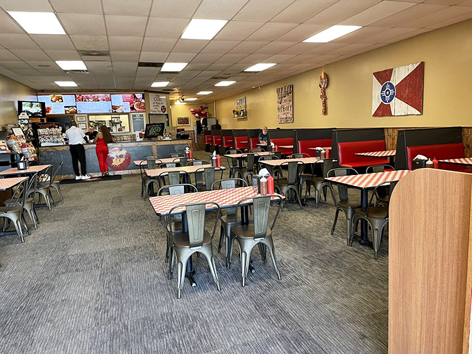 Clean lines and modern touches inside When Pigs Fly prove that legendary BBQ doesn't require decades of grease buildup.