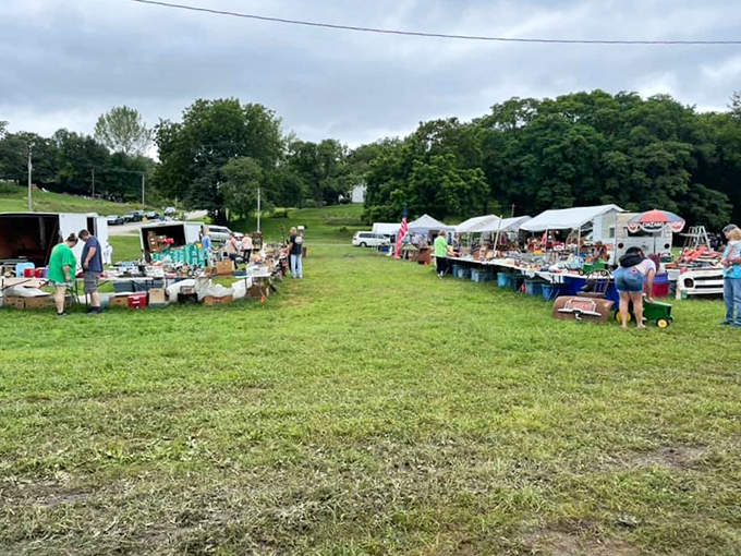 Under the wide Kansas sky, White Cloud Flea Market spreads its wares like a community picnic where everyone brings something interesting to share.