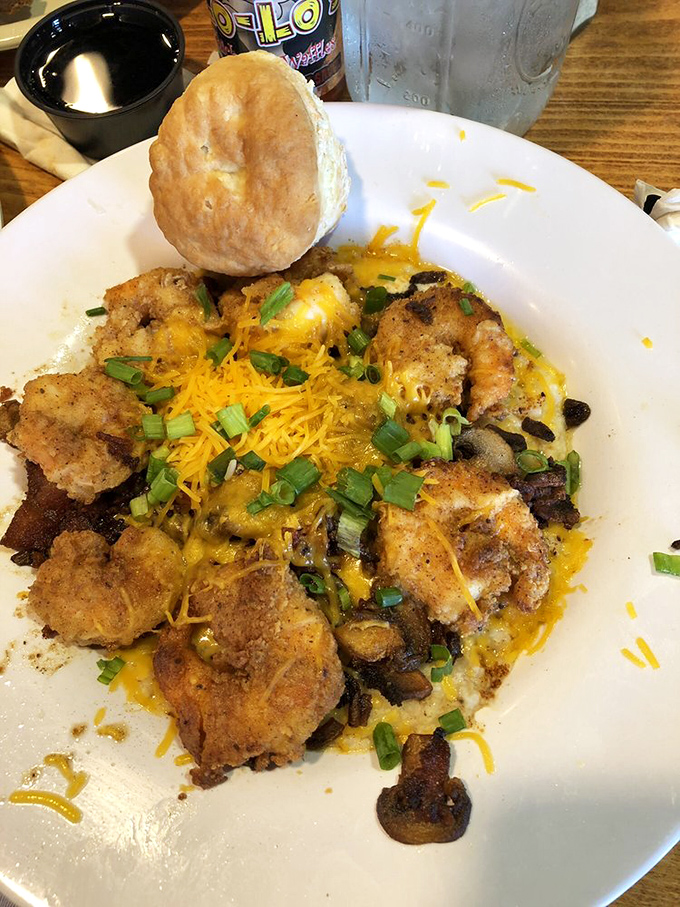 These shrimp didn't die in vain&mdash;they sacrificed themselves for a higher purpose atop a creamy mountain of cheese-laden grits.