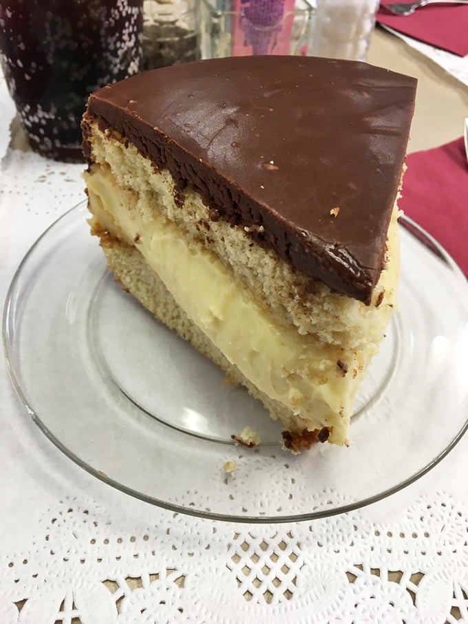 Boston Cream Pie that makes you question why you've wasted time on lesser desserts. The chocolate-to-custard ratio is mathematical perfection.