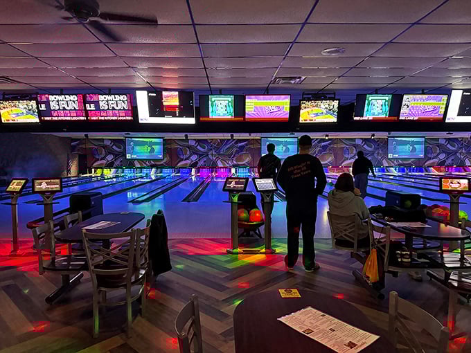 Cosmic bowling transforms the alley into a neon wonderland where even terrible bowlers look like rock stars under those magical black lights.