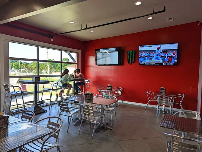 Racing works up an appetite! The caf&eacute; area offers the perfect vantage point to refuel while watching others tackle the track's challenges.