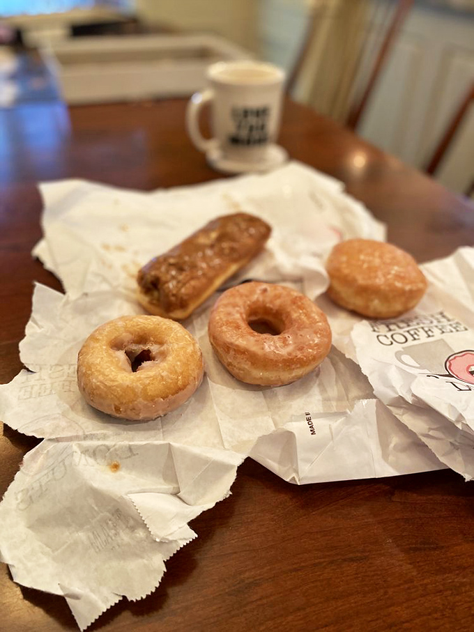 Simple glazed perfection on wax paper &ndash; proof that sometimes the classics outshine the newcomers, like Sinatra in a world of auto-tune.