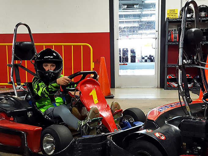Future NASCAR star or just having the time of his life? Either way, this young racer is learning that steering wheel confidence starts early.