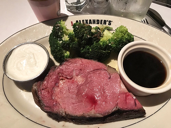 The prime rib and broccoli combo: proof that sometimes the simplest partnerships create the most memorable experiences.