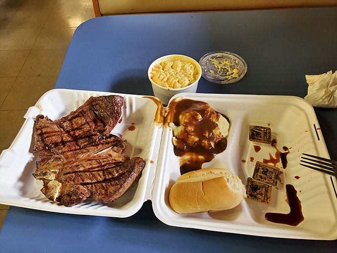 When your steak comes with gravy-smothered mashed potatoes and mac & cheese, your cardiologist just felt a disturbance in the Force.