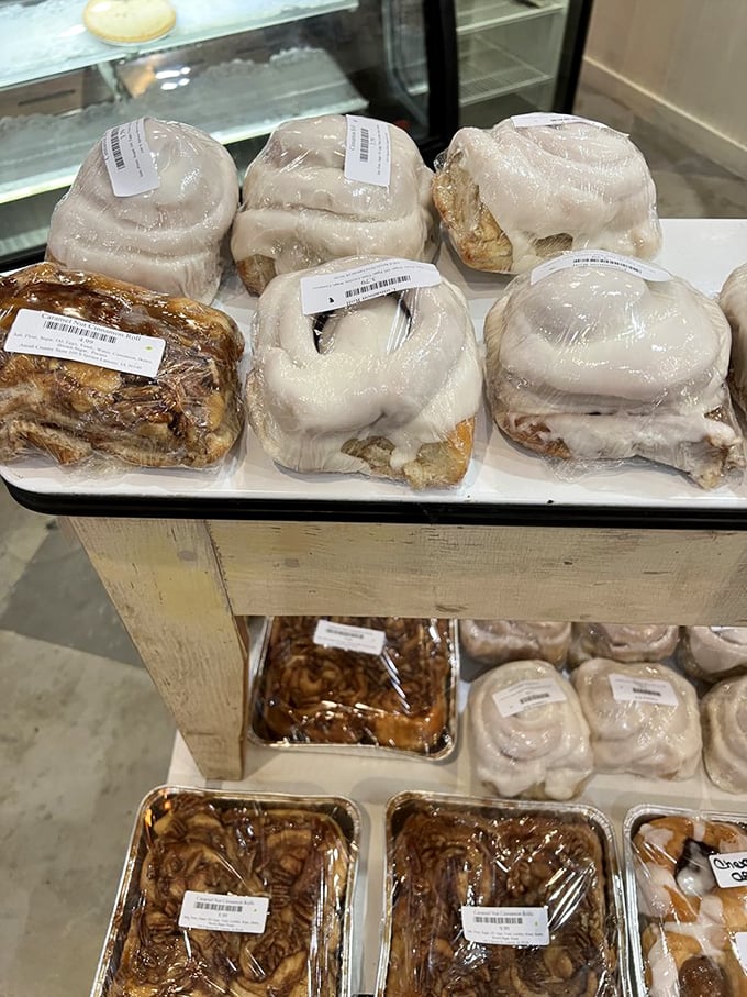 Cinnamon rolls that make Cinnabon look like amateur hour. These frosted beauties aren't just breakfast &ndash; they're a religious experience worth the pilgrimage.