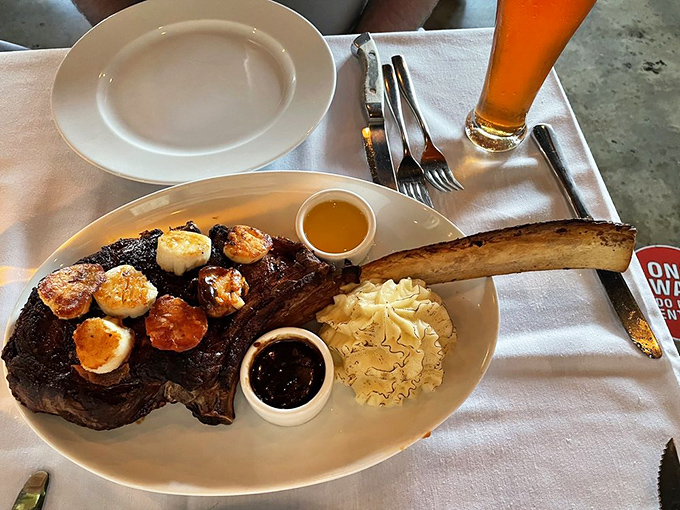 The 42 oz. Tomahawk isn't just a steak&mdash;it's performance art with protein. That bone handle isn't for show; it's nature's way of saying "grab here for joy."