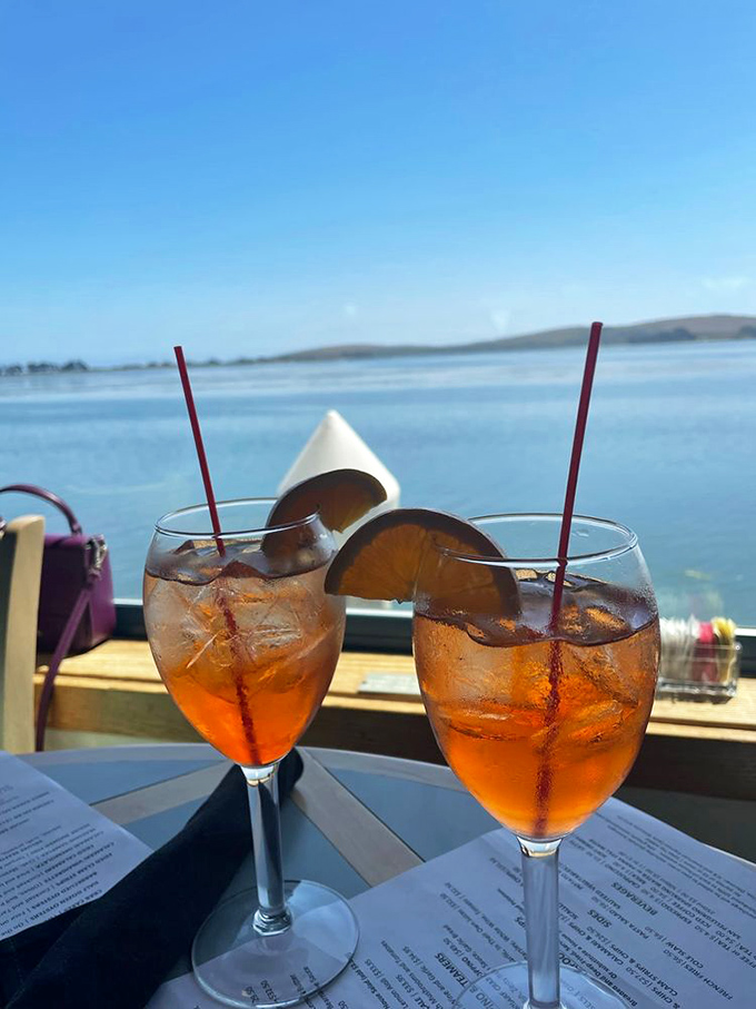 Aperol Spritz with a side of endless blue&mdash;when your cocktail matches the horizon and suddenly Monday feels very, very far away.
