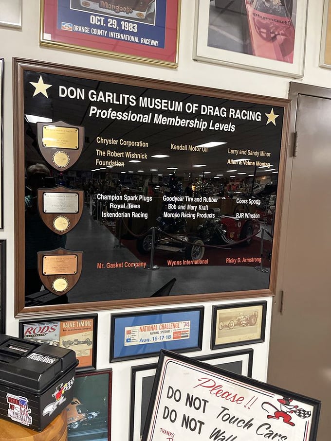 The museum's membership board reads like a who's who of speed merchants. These aren't just sponsors&mdash;they're believers in preservation.